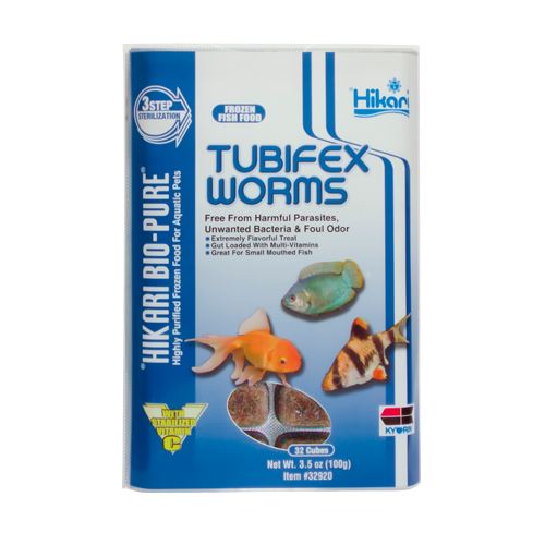 Premium Tubifex Worm Cubes - Frozen Saltwater Fish Food 3.5oz