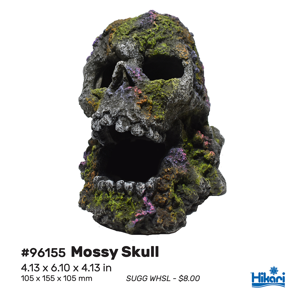 Mossy Skull Aquarium Decor - Hikari Resin | Aquatic Accents