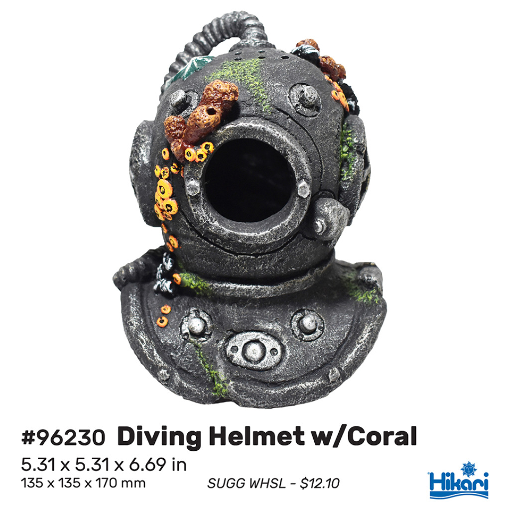 Diving Helmet w/Coral 6.7" | Fun Décor for Your Aquarium