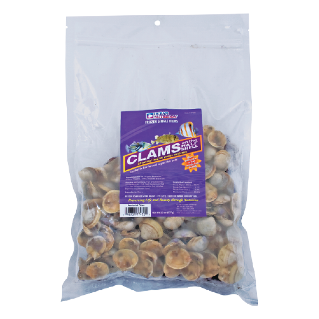 Clams on the Half Shell - 4 oz. | Fresh & Salty Aquarium Treats